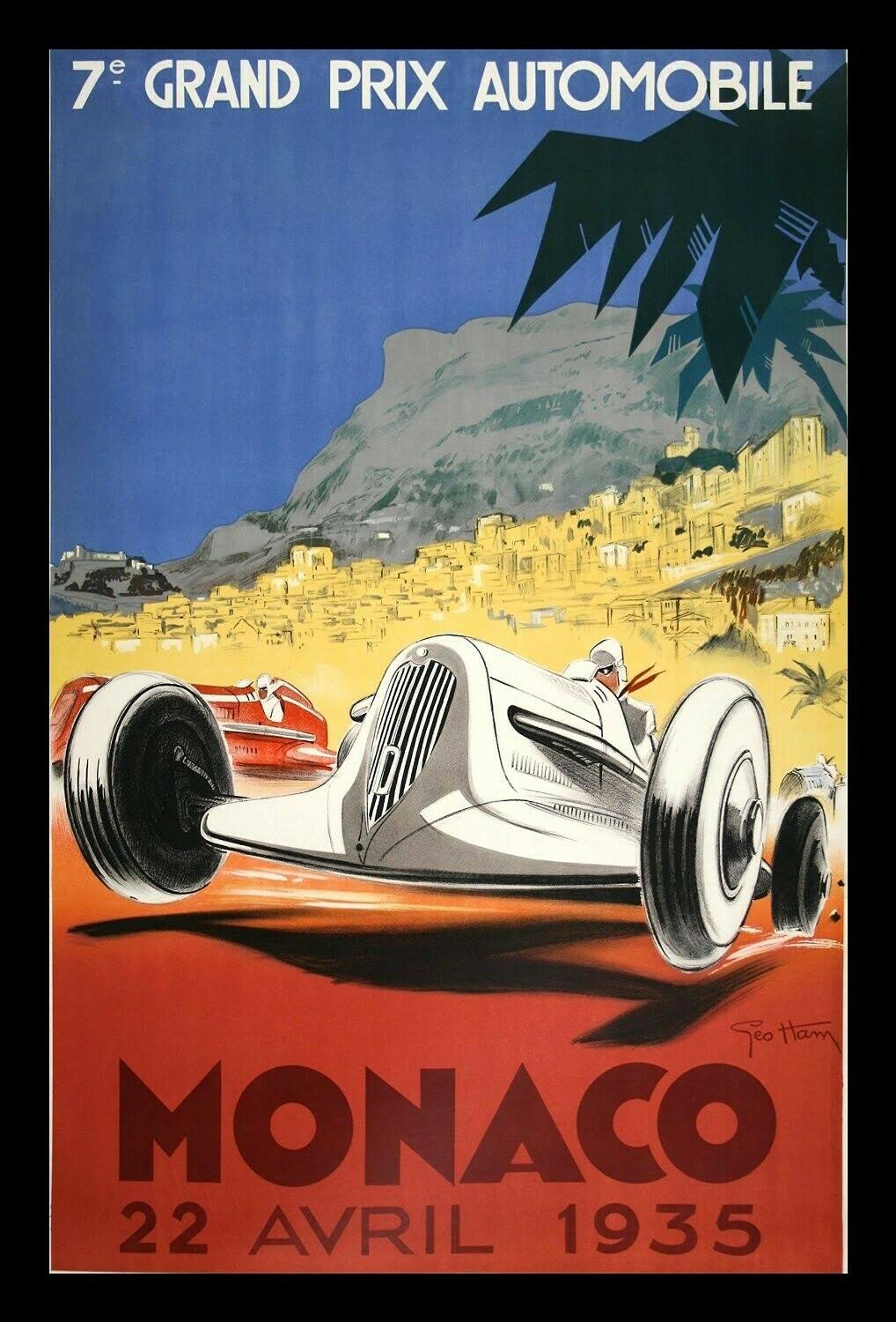 Buy Art for Less Monaco 1935 Grand Prix Automobile by George Ham Framed ...