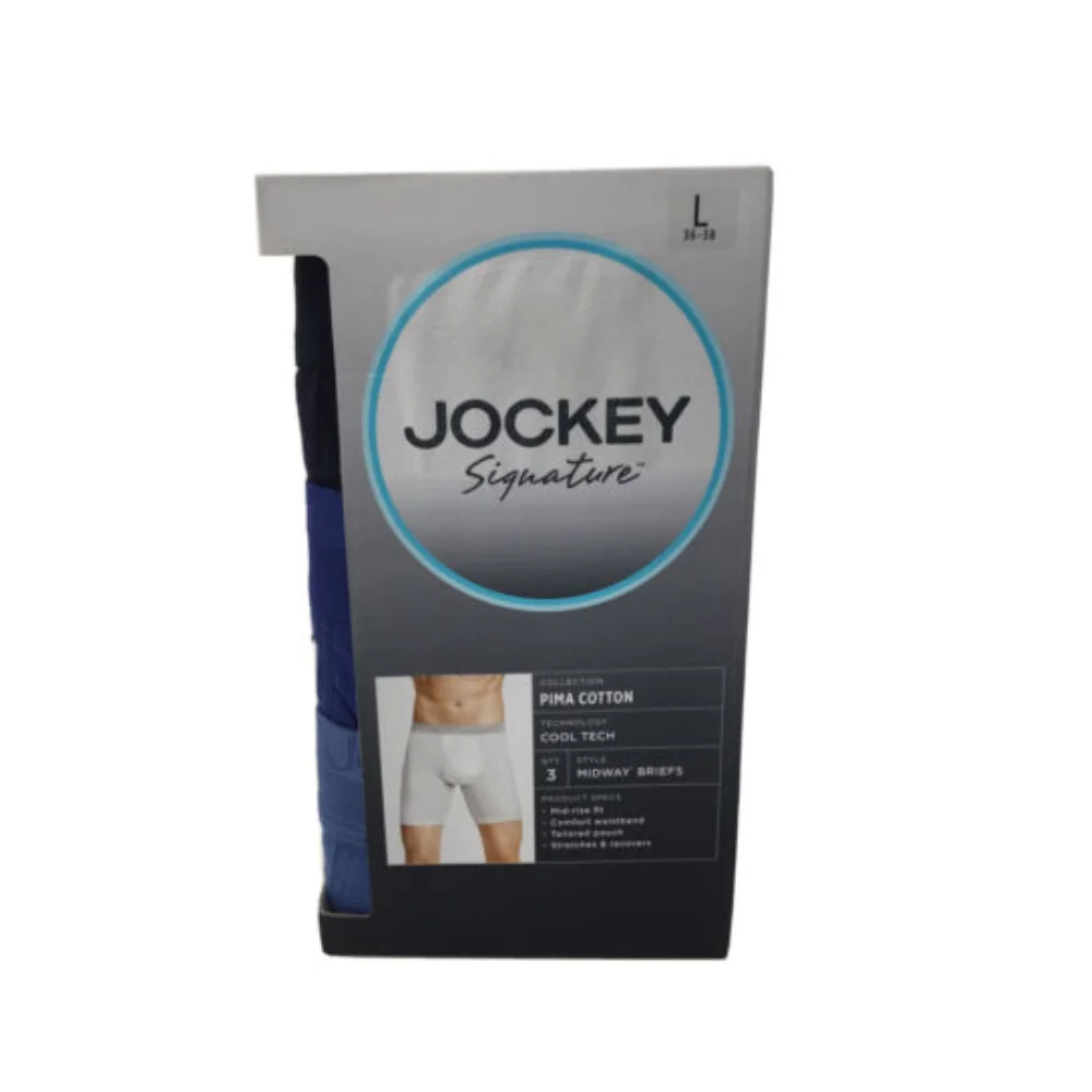 Jockey Signature Men's Underwear Midway Briefs 3-Pack, Multicolor, Lg ...