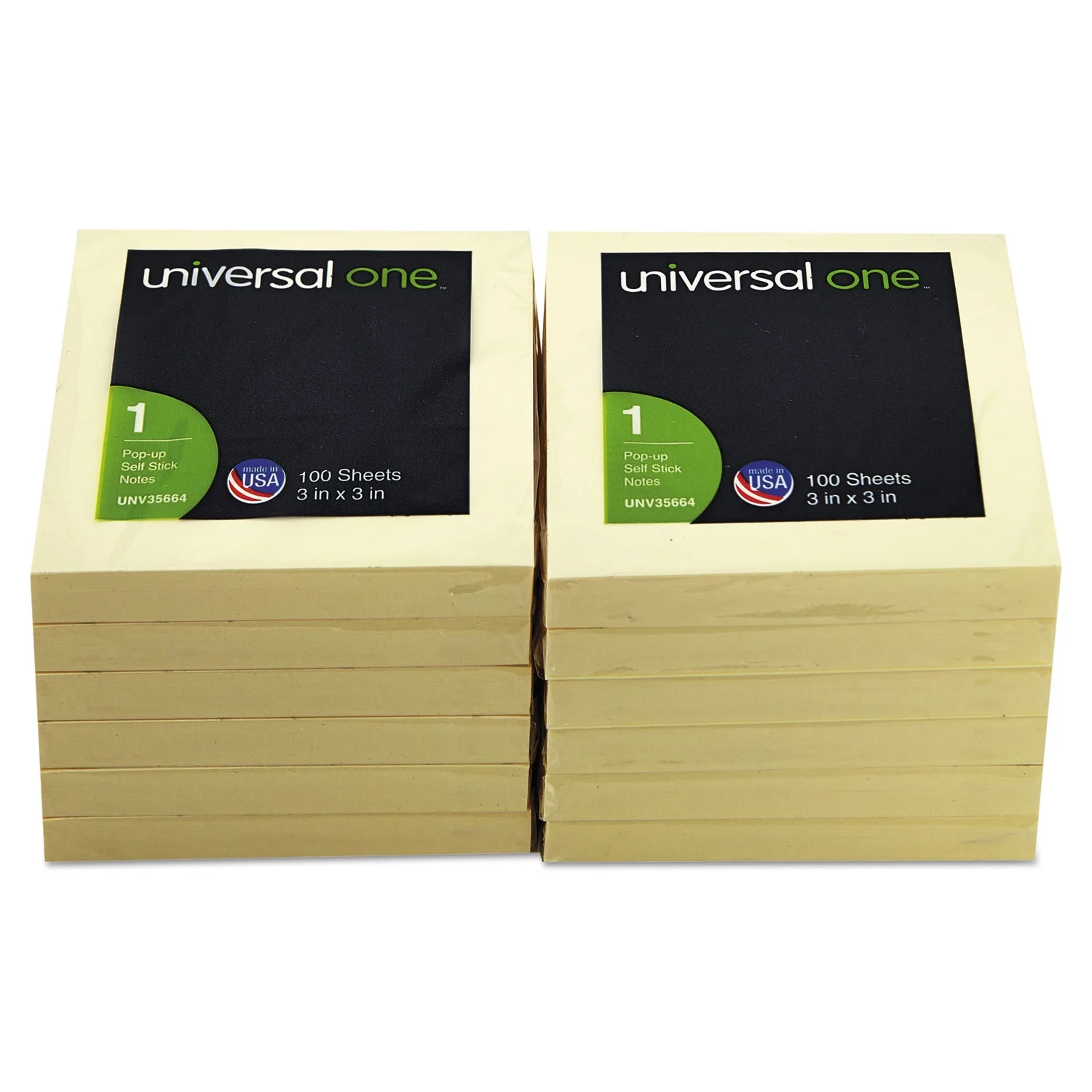 Fan-Folded Self-Stick Pop-Up Note Pads, 3 X 3, Yellow, 100-Sheet, 12 ...